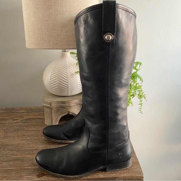 Frye | Shoes | Frye Melissa Boho Leather Tall Riding Boots Buttons Zip ...